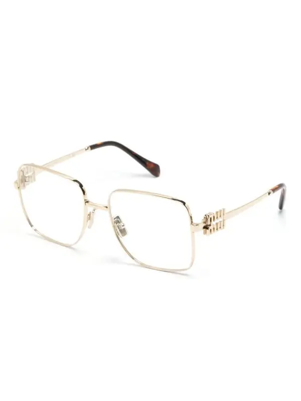 Miu Miu Logo Lettering Square Frame Glasses - Gold