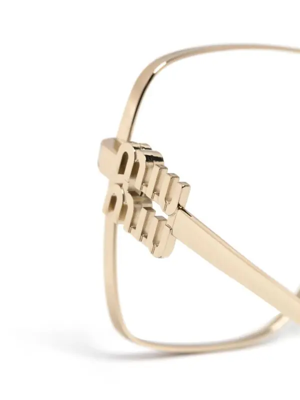 Miu Miu Logo Lettering Square Frame Glasses - Gold