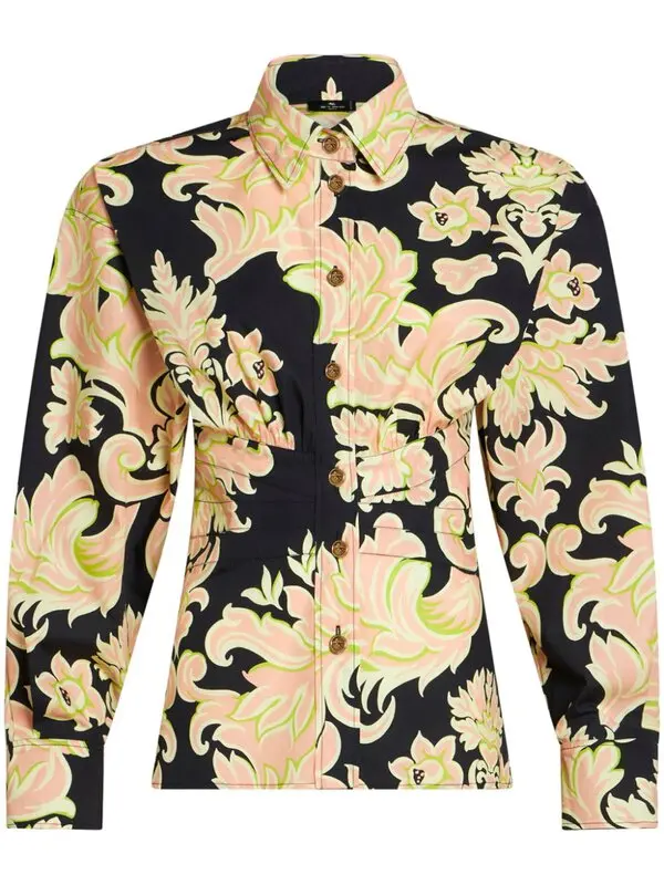 Etro Venus-print Cotton Shirt - Black