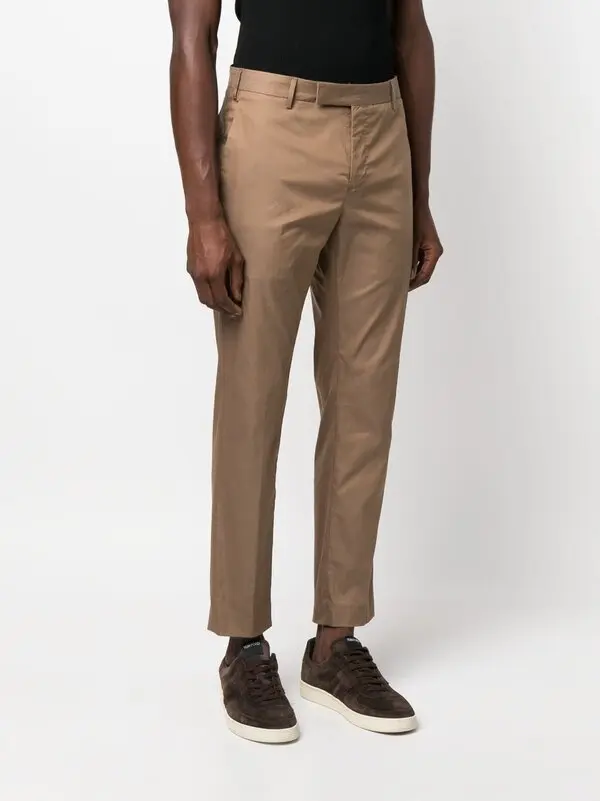 PT TORINO Cropped Slim-fit Chinos - Brown