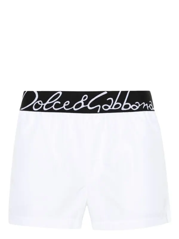 Dolce & Gabbana Logo-waistband Swim Shorts - White