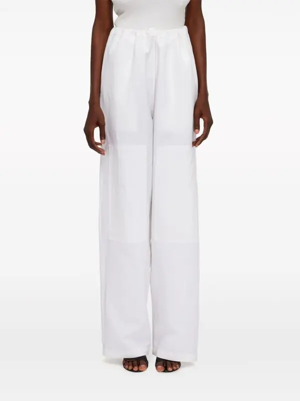 FERRAGAMO Patch-detail Linen-blend Trousers