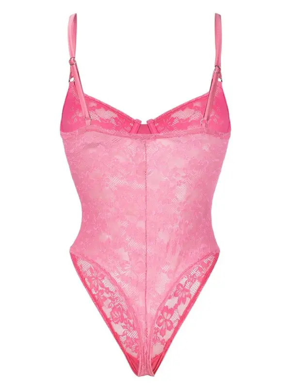 FLEUR DU MAL Le Stretch Lace Bodysuit - Pink