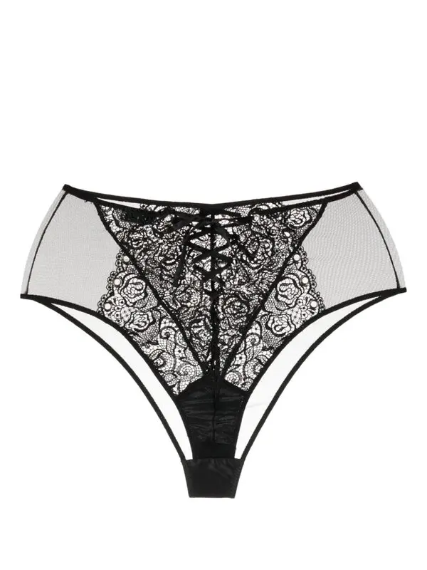 FLEUR DU MAL Eyelet-embellished Lace-up Panty