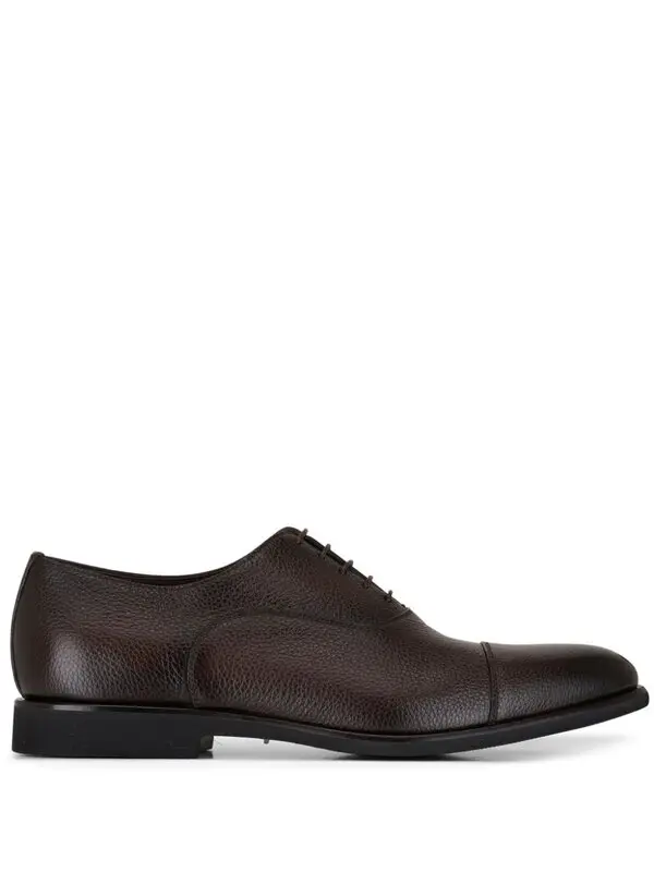 Santoni Grained-leather Oxford Shoes - Brown