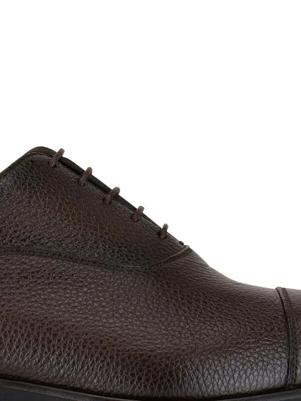 Santoni Grained-leather Oxford Shoes - Brown