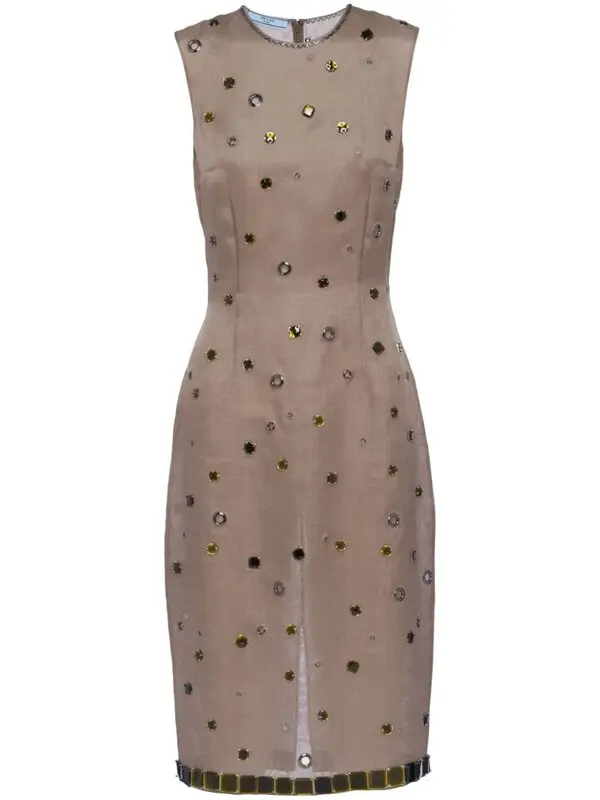 Prada Eyelet-embellished Silk Dress - Green