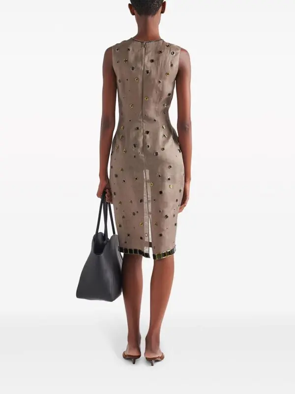 Buy Prada Eyelet-embellished Silk Dress - Green At 55% Off | Editorialist