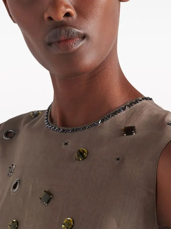 Prada Eyelet-embellished Silk Dress