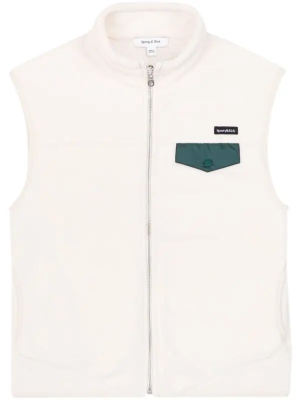 SPORTY & RICH Zipped Polar Vest - Neutrals
