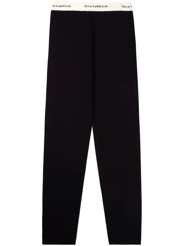 SPORTY & RICH Serif-logo Ribbed Leggings