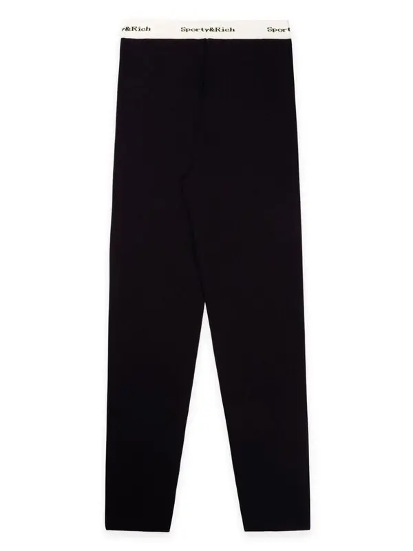 SPORTY & RICH Serif-logo Ribbed Leggings