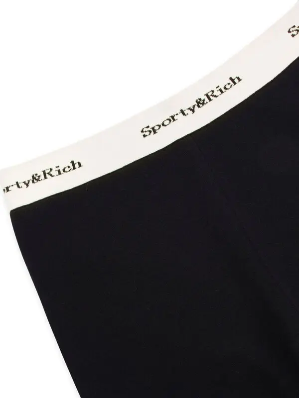 SPORTY & RICH Serif-logo Ribbed Leggings
