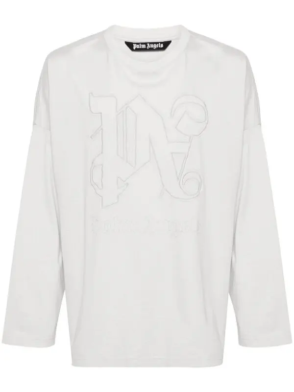 Palm Angels Monogram Cotton T-shirt - Grey