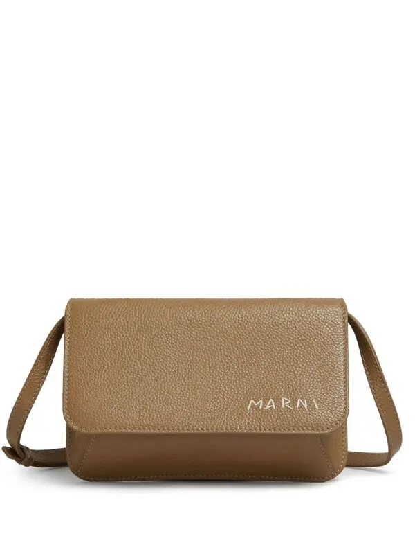 Marni Logo-embroidered Leather Shoulder Bag