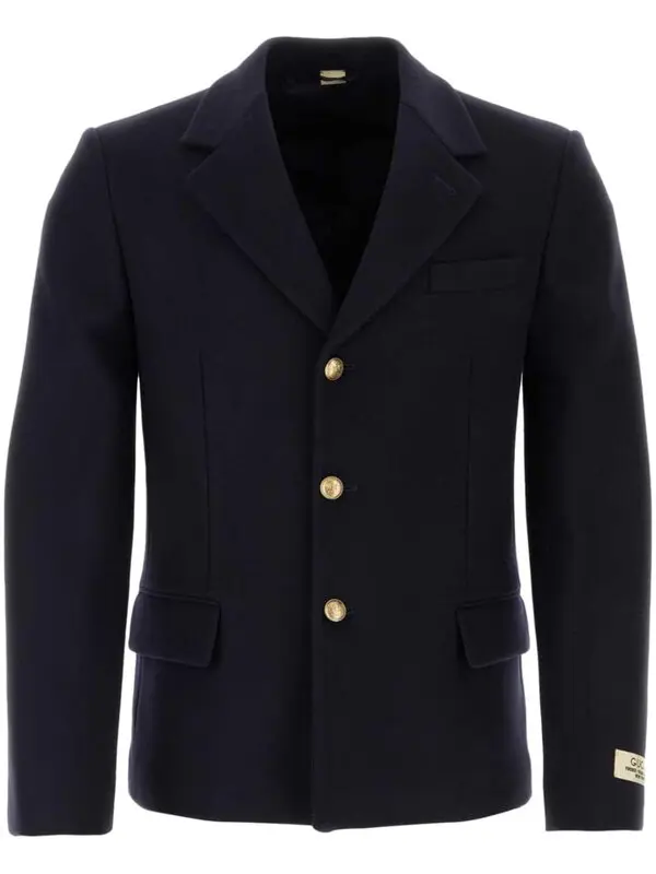 Gucci Wool Single-breasted Blazer With Embossed Buttons