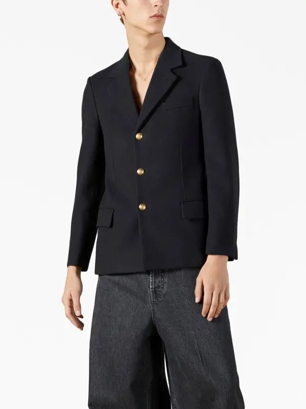 Gucci Wool Single-breasted Blazer With Embossed Buttons