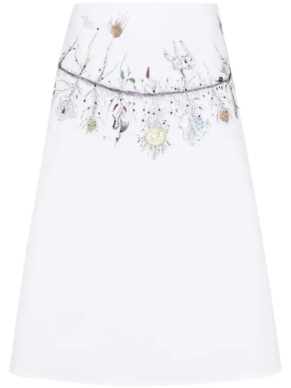 Fabiana Filippi Bead-embellished A-line Skirt - White