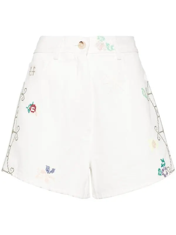 FORTE_FORTE Embroidered Denim Shorts