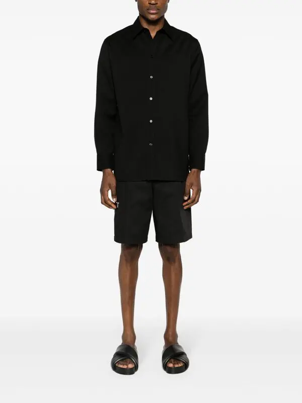 JIL SANDER Long-sleeve Wool Shirt - Black