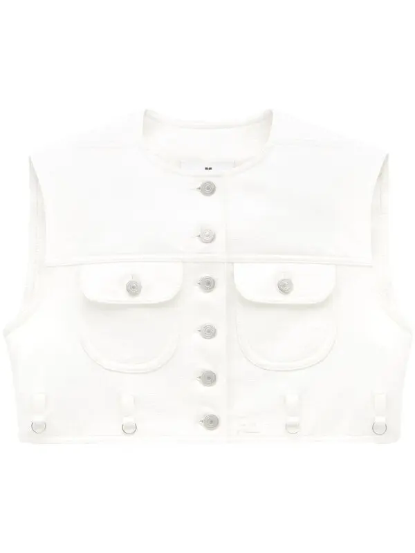 COURREGES Faux-leather Cropped Vest - White