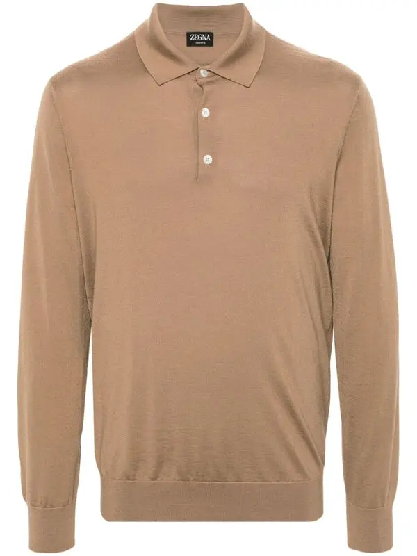 Zegna Fine-knit Polo Shirt - Brown