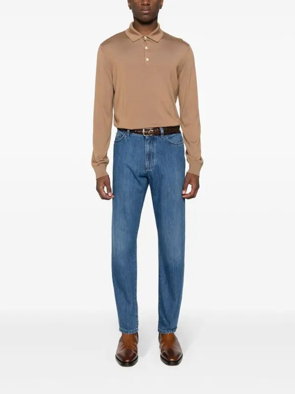 Zegna Fine-knit Polo Shirt - Brown