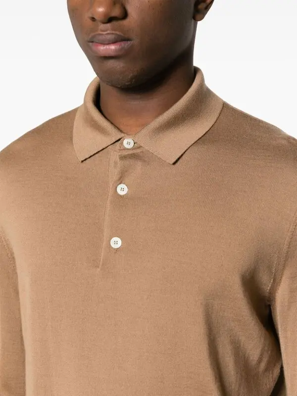 Zegna Fine-knit Polo Shirt - Brown