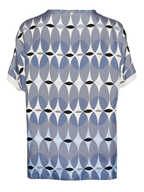 Lorena Antoniazzi Geometric-print Silk T-shirt - Blue