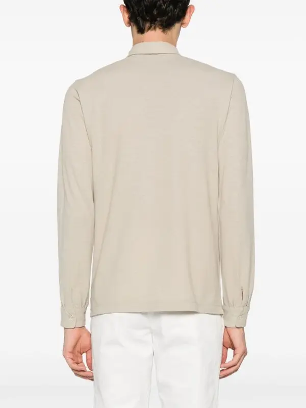 ZANONE Long-sleeve Cotton Polo Shirt - Brown