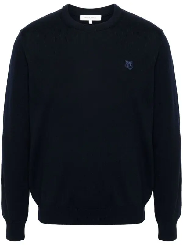 Maison Kitsuné Fox-motif Wool Jumper - Blue