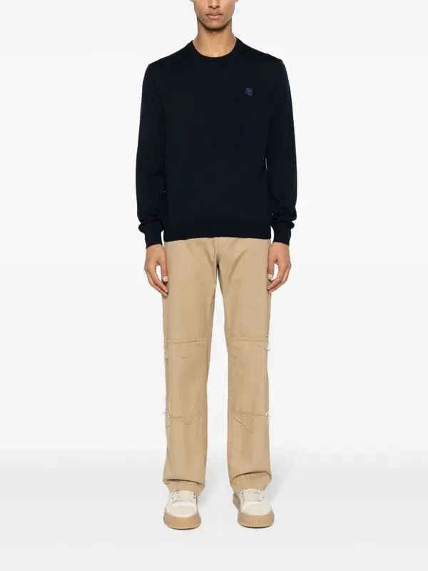 Maison Kitsuné Fox-motif Wool Jumper - Blue