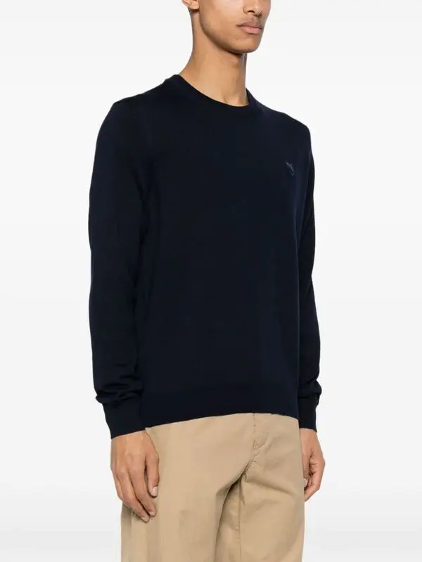 Maison Kitsuné Fox-motif Wool Jumper - Blue