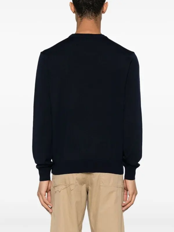 Maison Kitsuné Fox-motif Wool Jumper - Blue