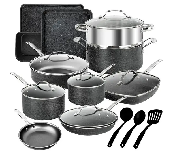GRANITESTONE 20 Piece Cookware Set With Bakewar E & Utensils - One-color
