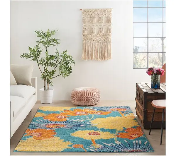 NOURISON HOME Allur Turquoise Multicolor 5'3' X 7'3' Rug - One-color