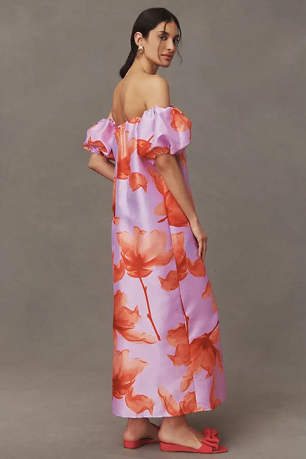 Hutch Shantung Off-The-Shoulder Maxi Dress In Purple - 30% Off |  Editorialist