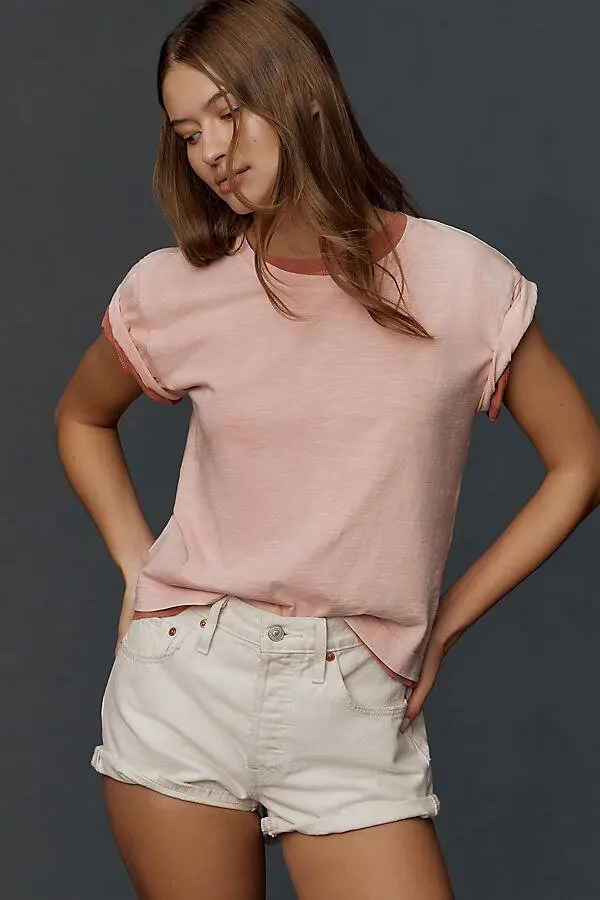PILCRO Regenerative Cotton Crew-neck T-shirt - Rose