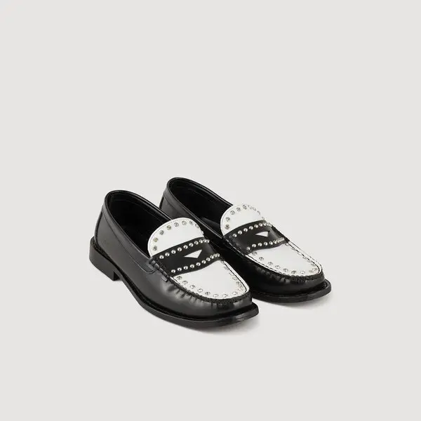 Sandro Two-tone Studded Loafers