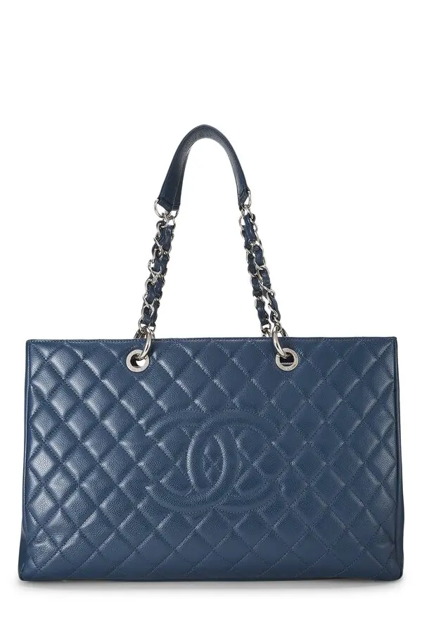 Chanel Quilted Caviar Grand Shopping Tote - Blue