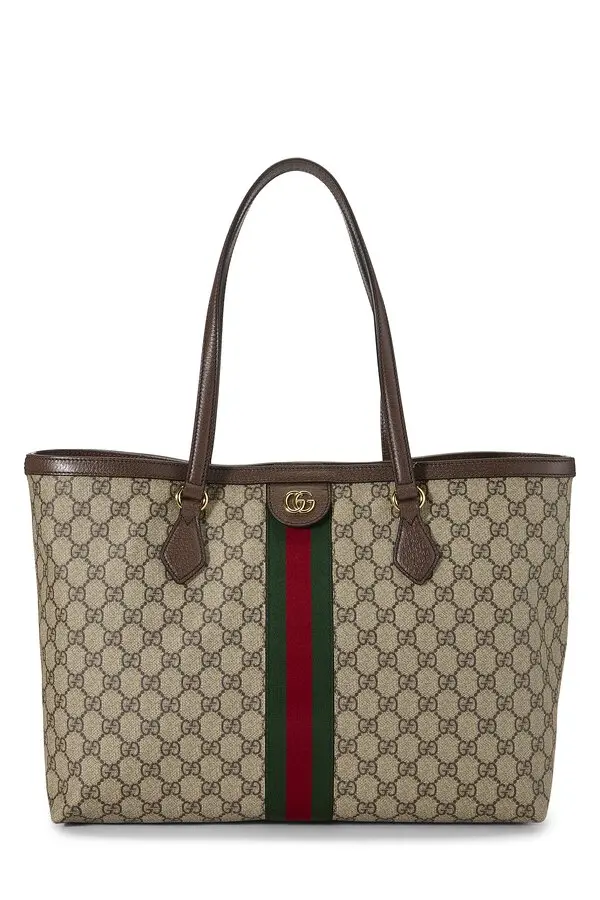 Gucci Original Gg Supreme Canvas Ophidia Tote Bag - Brown