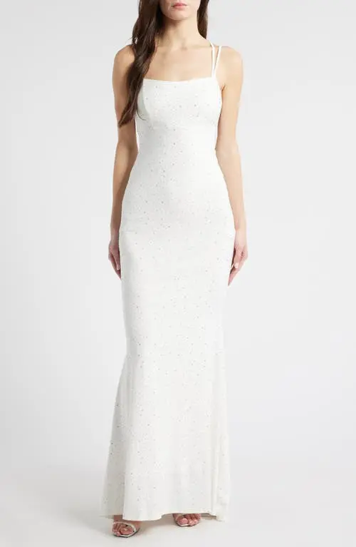 JUMP APPAREL Rhinestone Strappy Gown - White