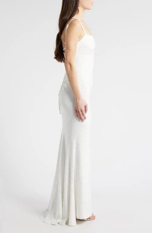 JUMP APPAREL Rhinestone Strappy Gown - White
