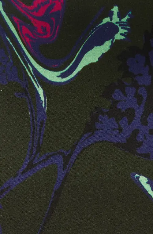 CLIFTON WILSON Floral Silk Pocket Square - Hunter Green