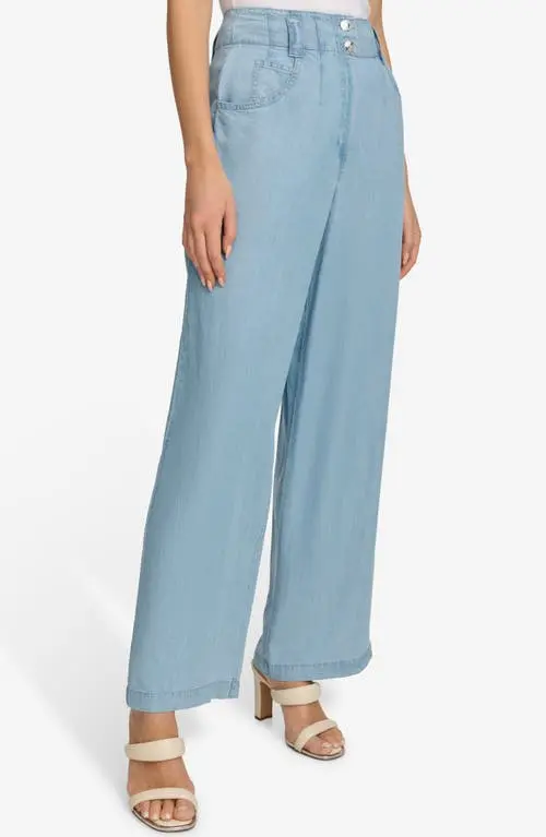 Dkny 5-pocket Wide Leg Lyocell Pants - Glacier