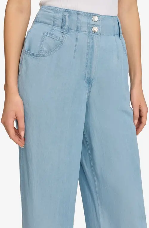 Dkny 5-pocket Wide Leg Lyocell Pants - Glacier