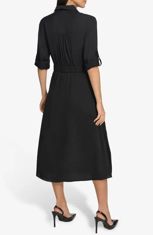 Dkny Cargo Midi Shirt Dress - Black