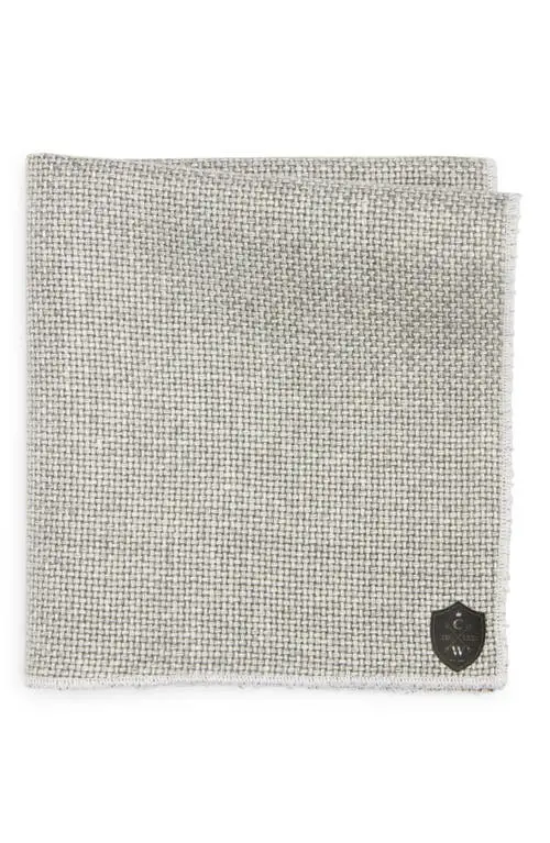 CLIFTON WILSON Basket Weave Linen Pocket Square - Grey