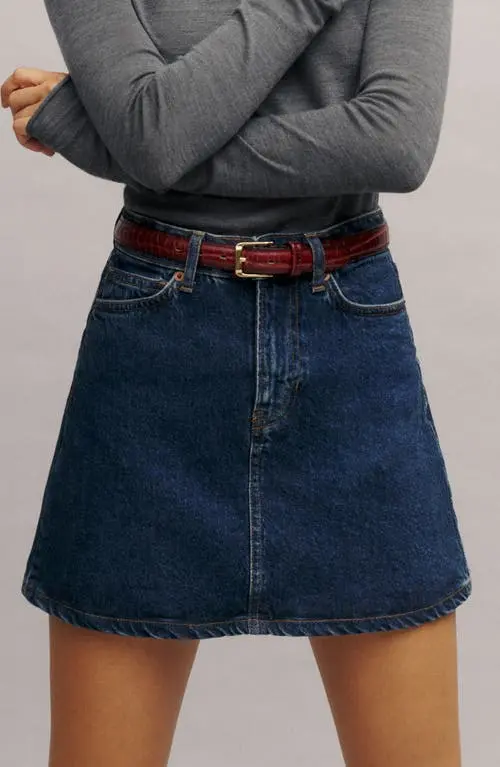 REFORMATION Lydia High Waist Denim Miniskirt - Huron