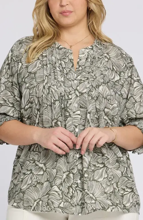 NYDJ Printed Peasant Top - Leafy Rose